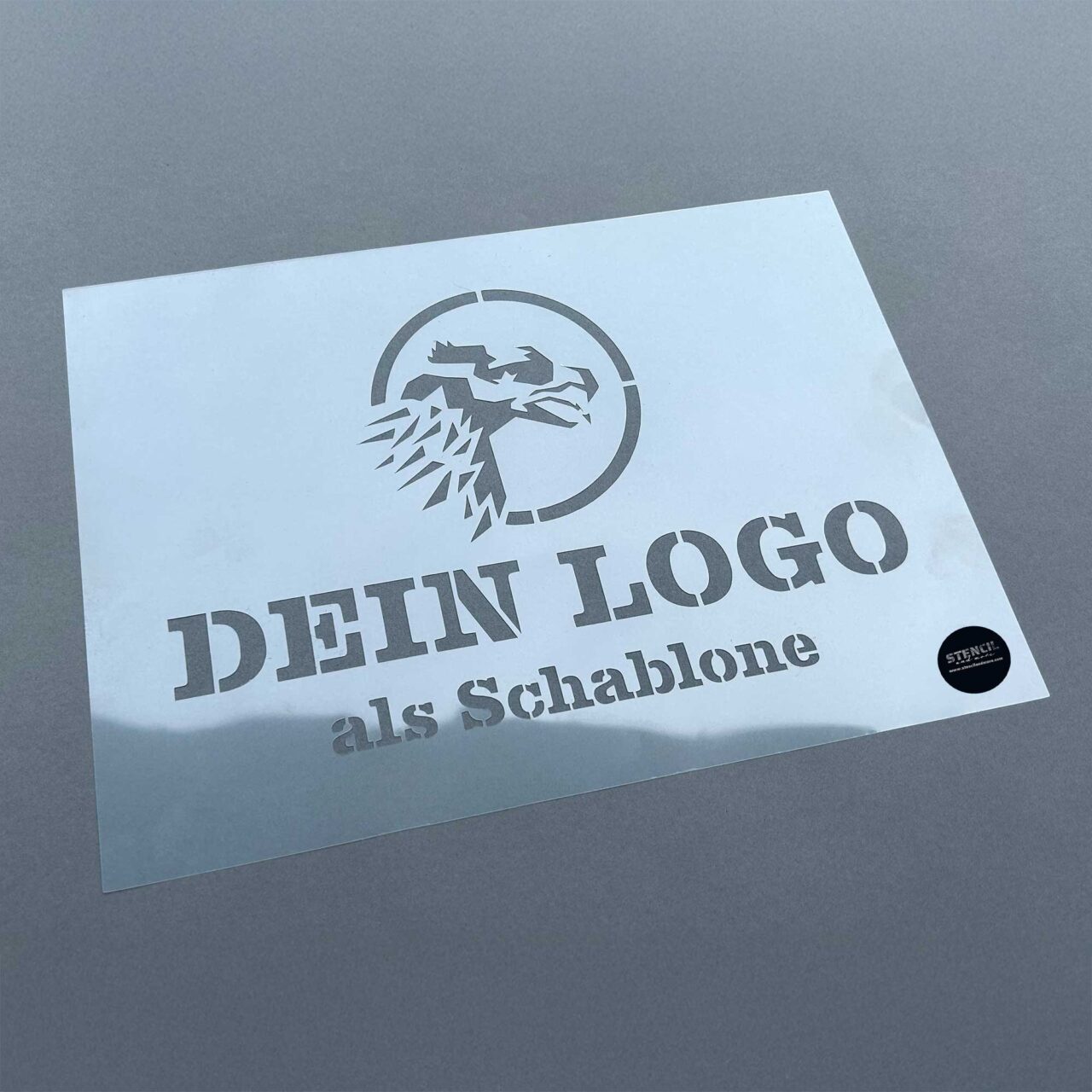 Logoschablone individuell – Sprühschablone mit eigenem Logo